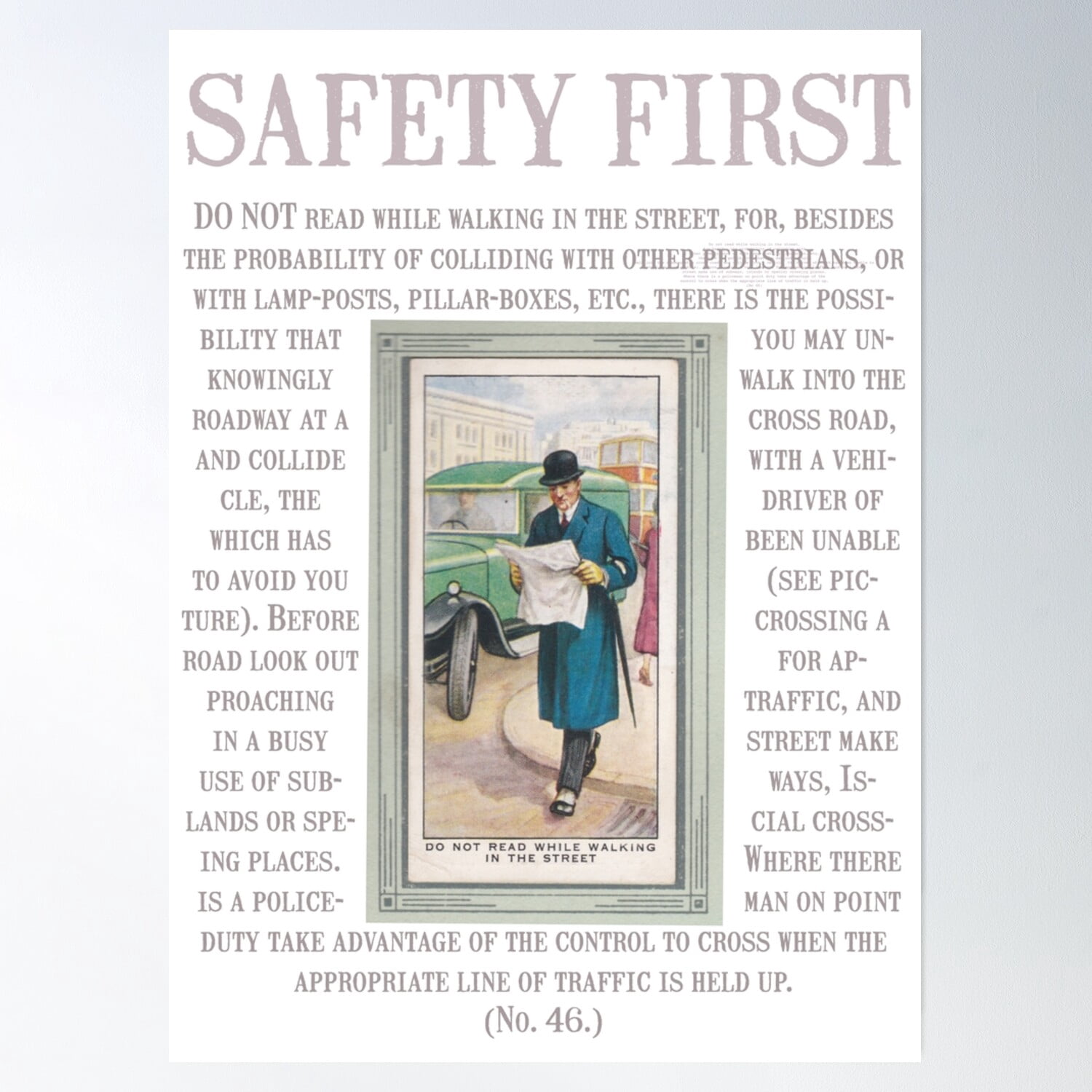 Safety First No 56 Poster Wall Art, Modern Wall Decor, 24x36 UNFRAMED ...