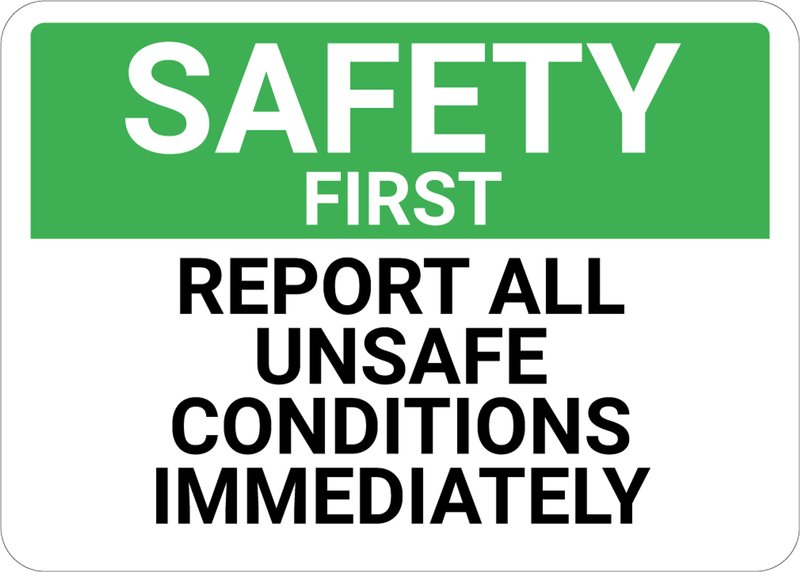 Safety First Report All Unsafe Conditions Immediately Retro Metal Tin ...