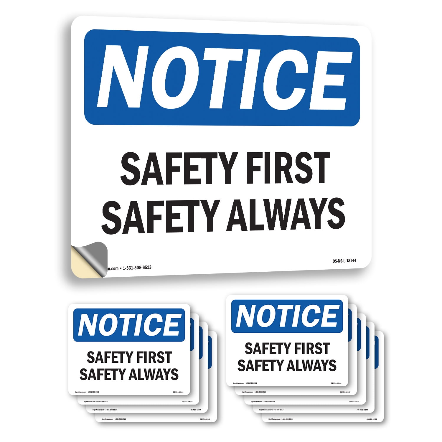 Safety First Safety Always OSHA Notice Vinyl Decal Label 18 Inch x 12 ...