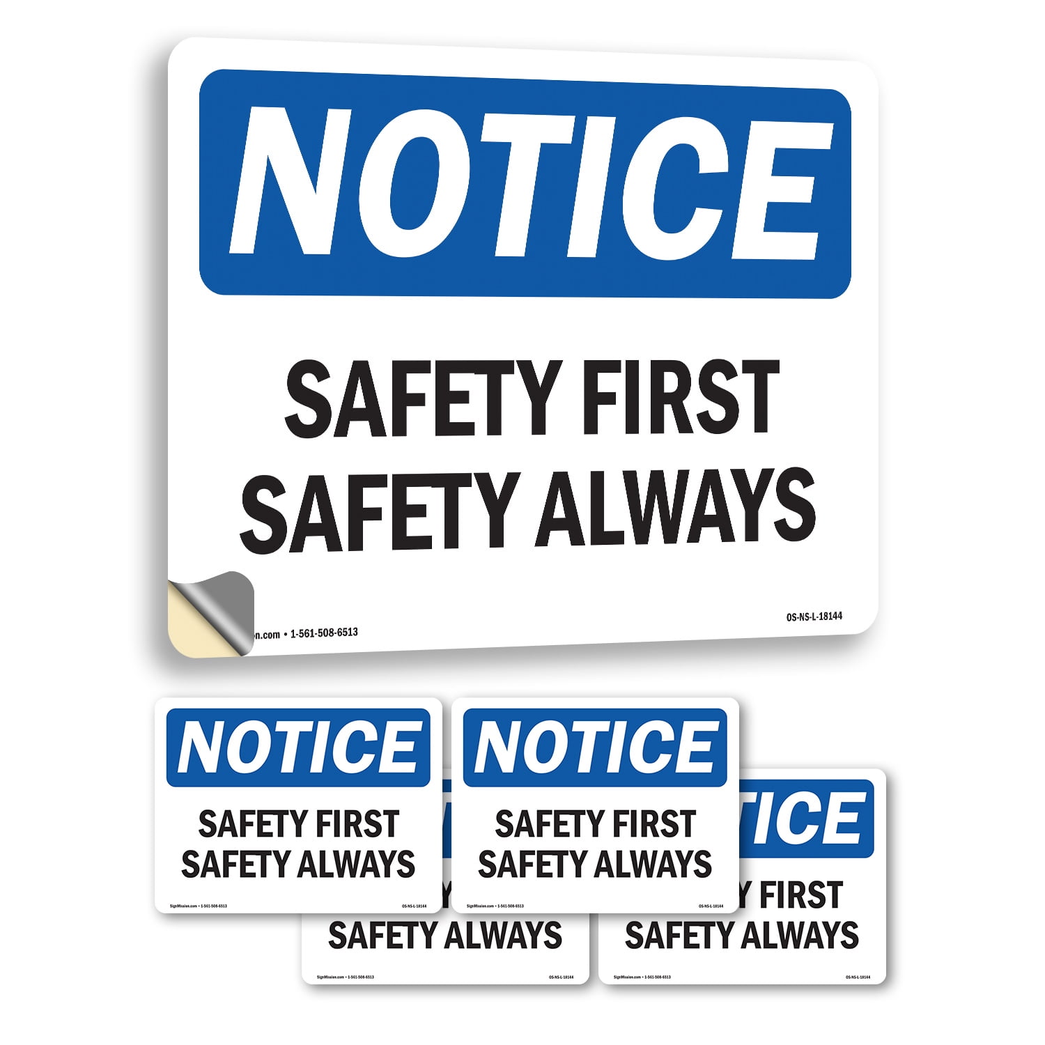 Safety First Safety Always OSHA Notice Vinyl Decal Label 18 Inch x 12 ...