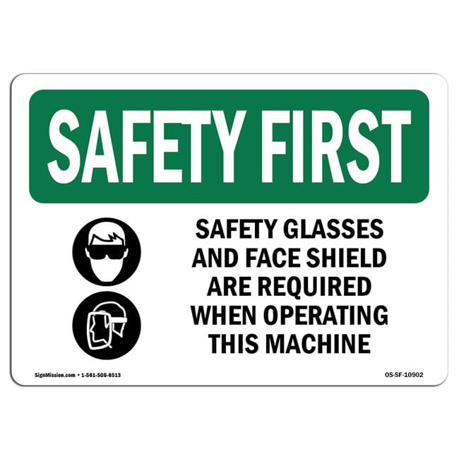 Safety First Safety Glasses & Face Shield with Symbol OSHA Aluminum ...