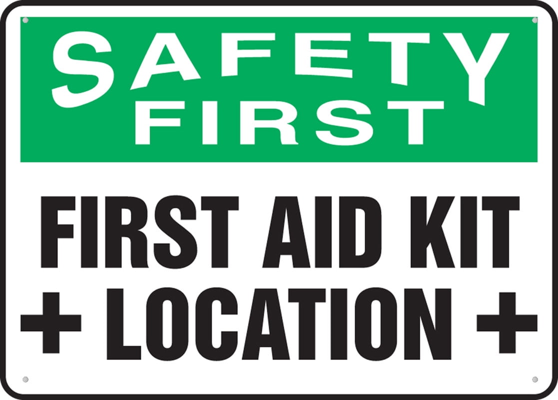 Safety First Safety Sign First Aid Kit Location Metal 12X8 Inch Rust ...