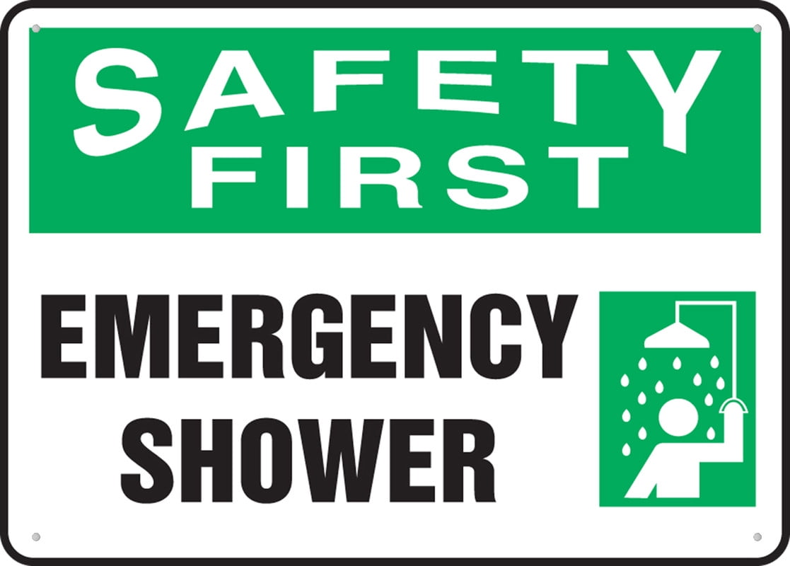 Safety First Safety Sign Emergency Shower 8 X 12 Inches Rust Free ...