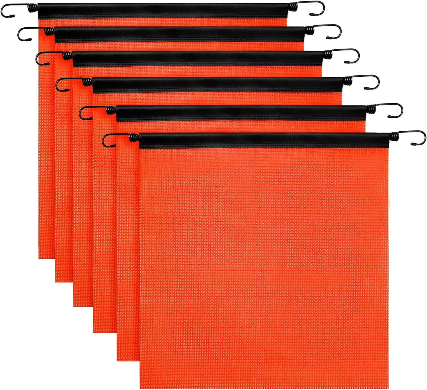 Safety Flag Set - 6 Bright Orange Mesh Warning Flags, 18 x 18 Inch ...