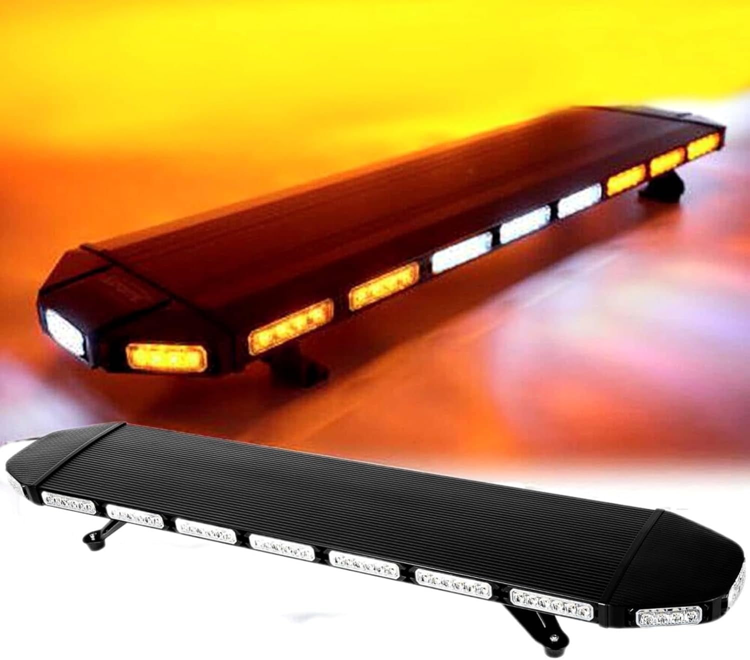 Safety Flashing 108 LED Amber White Emergency Light Bar - 47'' Strobe ...