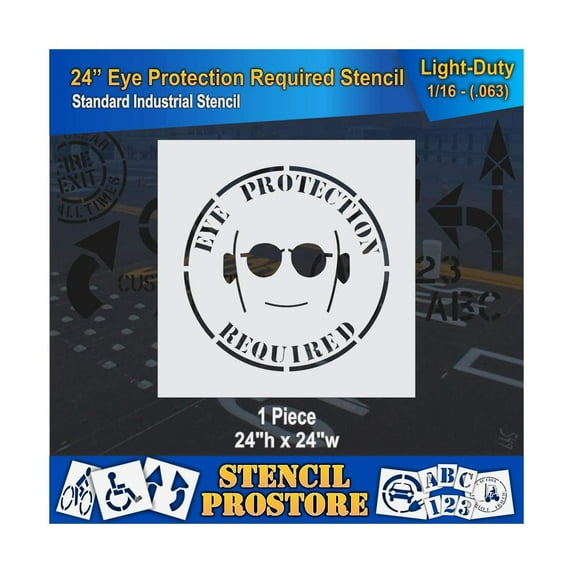 Safety Floor Marking Stencil - 24 inch Eye Protection Stencil - 24'' x ...
