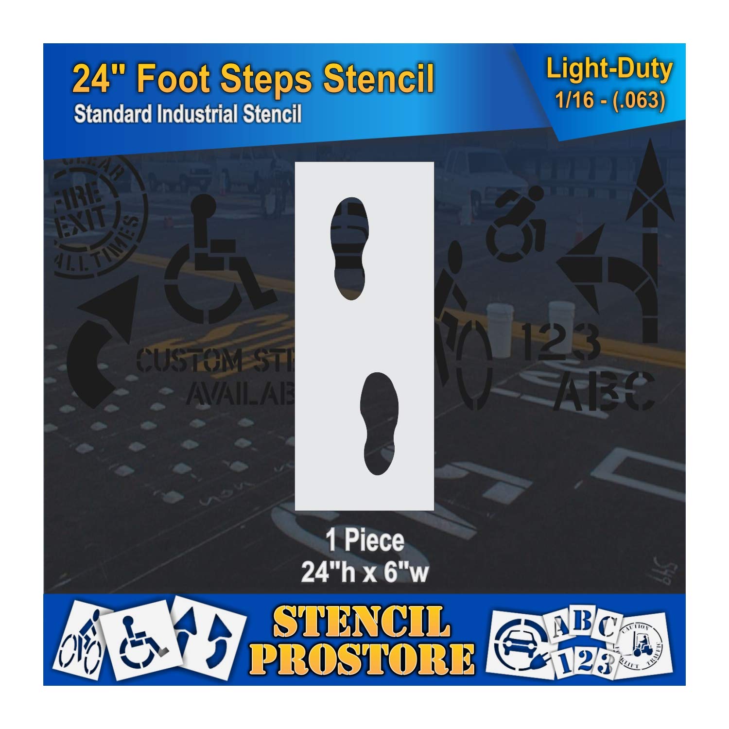 Safety Floor Marking Stencil - 24 inch Foot Steps Stencil - 24'' x 6 ...