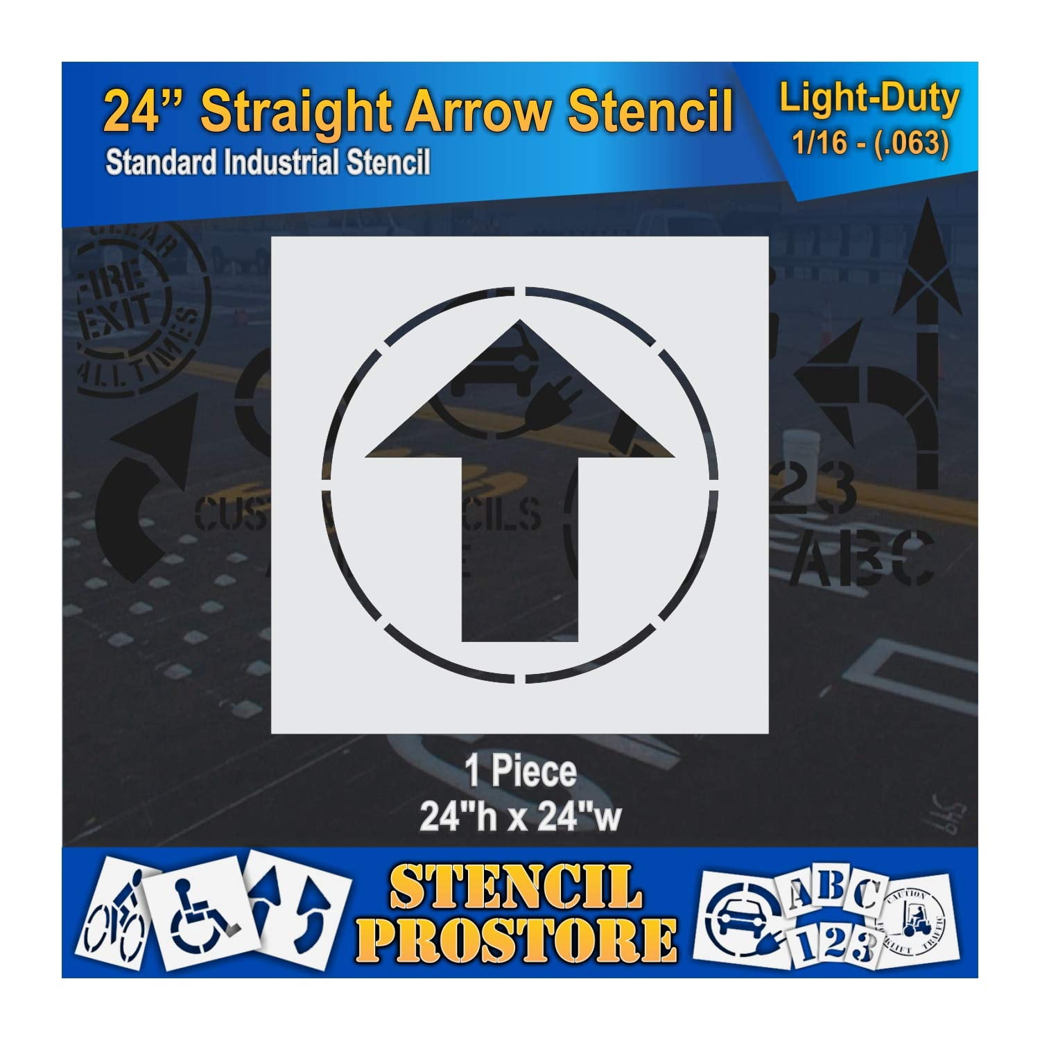 Safety Floor Marking Stencil - 24 inch Straight Arrow Stencil - 24'' x ...