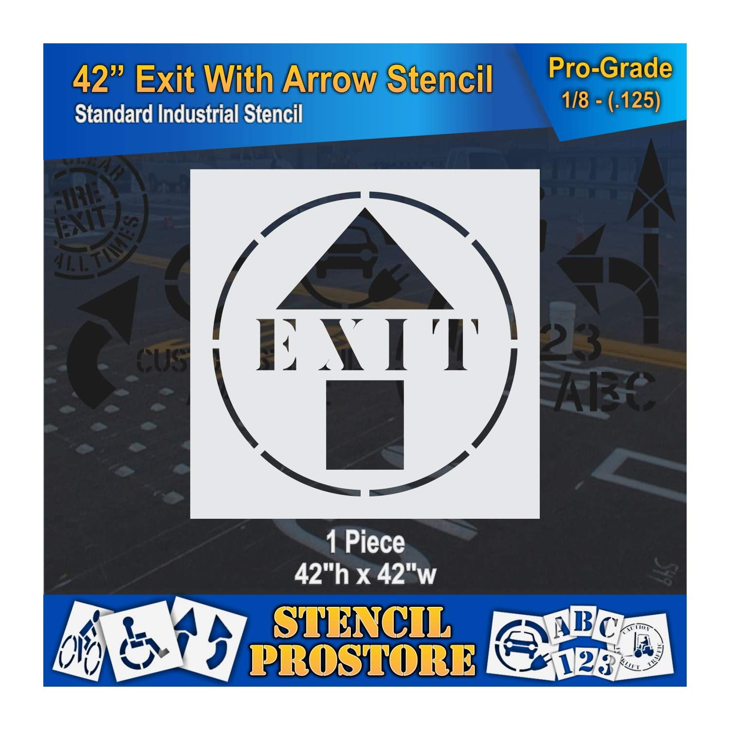 Safety Floor Marking Stencil - 42 inch EXIT with Arrow Stencil - 42'' x ...