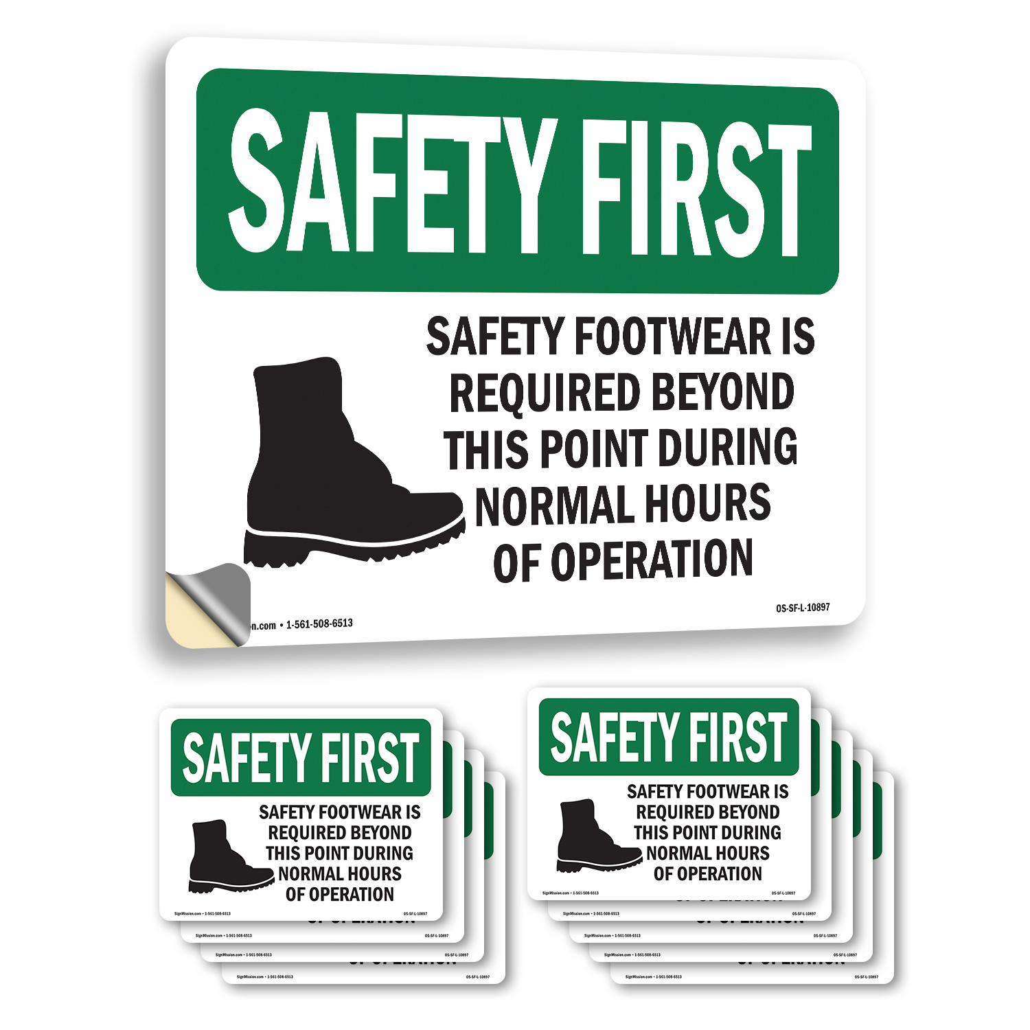 Safety Footwear Is Required With Symbol OSHA SAFETY FIRST Vinyl Decal ...