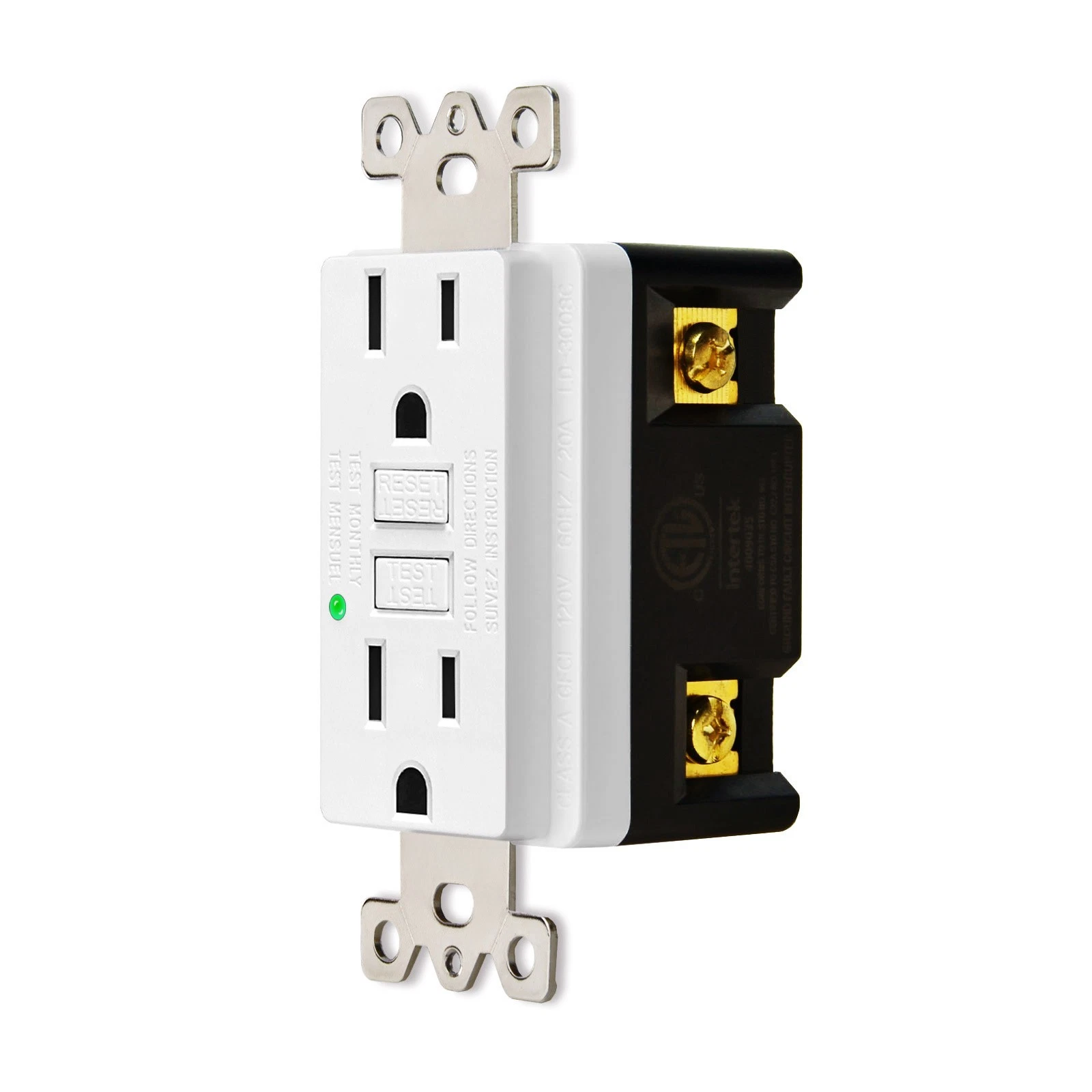 Safety Gfci Gfi Outlet 15 Amp Led Duplex Receptacle White For Kitchen ...