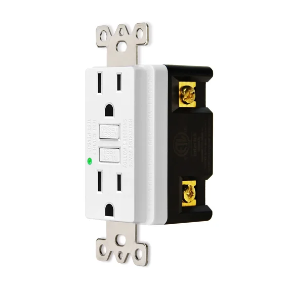 Safety Gfci Gfi Outlet 15 Amp Led Duplex Receptacle White For Kitchen ...