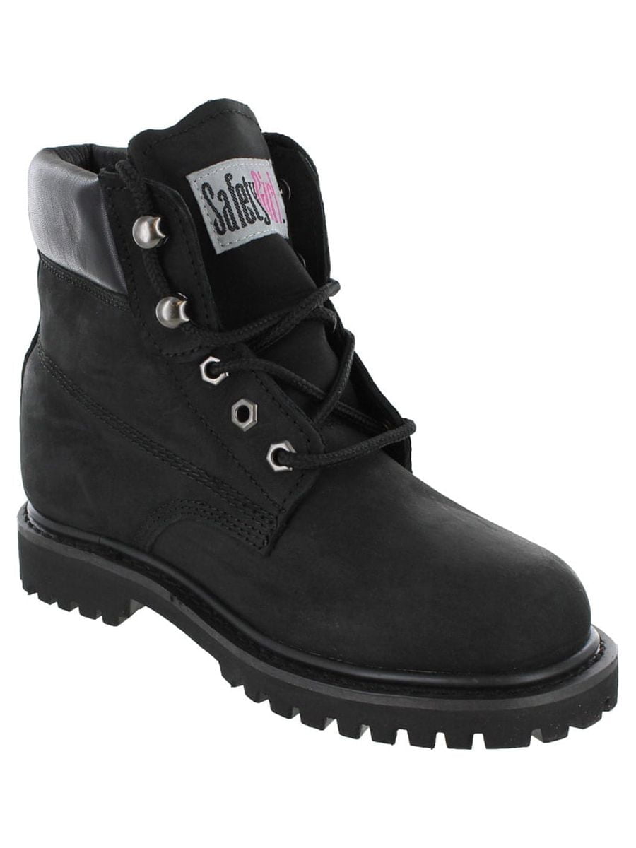 Safety Girl Women’s Soft Toe Work Boots - Black - 8W | Durable Nubuck ...