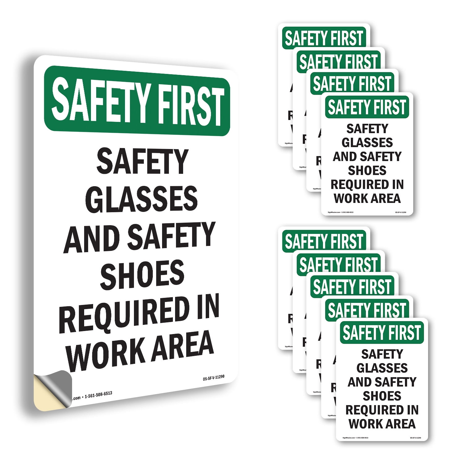 Safety Glasses And Safety Shoes OSHA SAFETY FIRST Vinyl Decal Label 18 ...