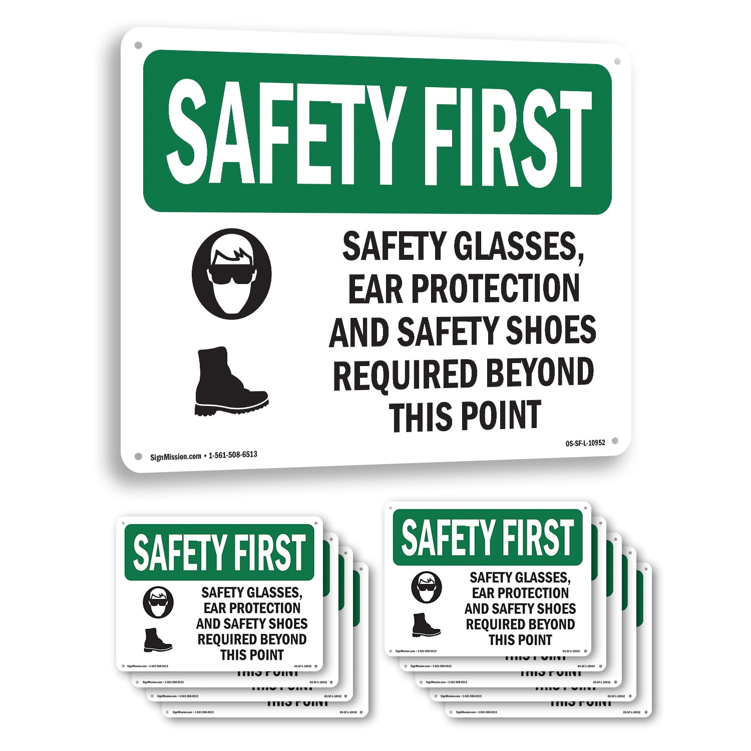 Safety Glasses Ear Protection With Symbol OSHA SAFETY FIRST Rigid ...