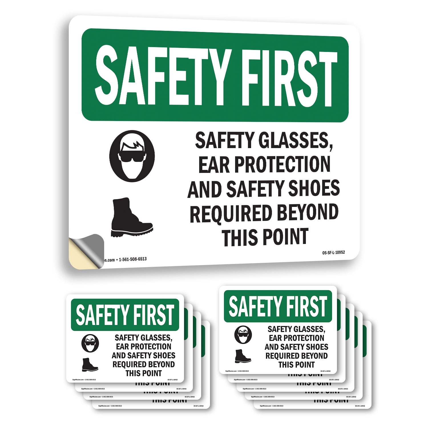 Safety Glasses Ear Protection With Symbol OSHA SAFETY FIRST Vinyl Decal ...