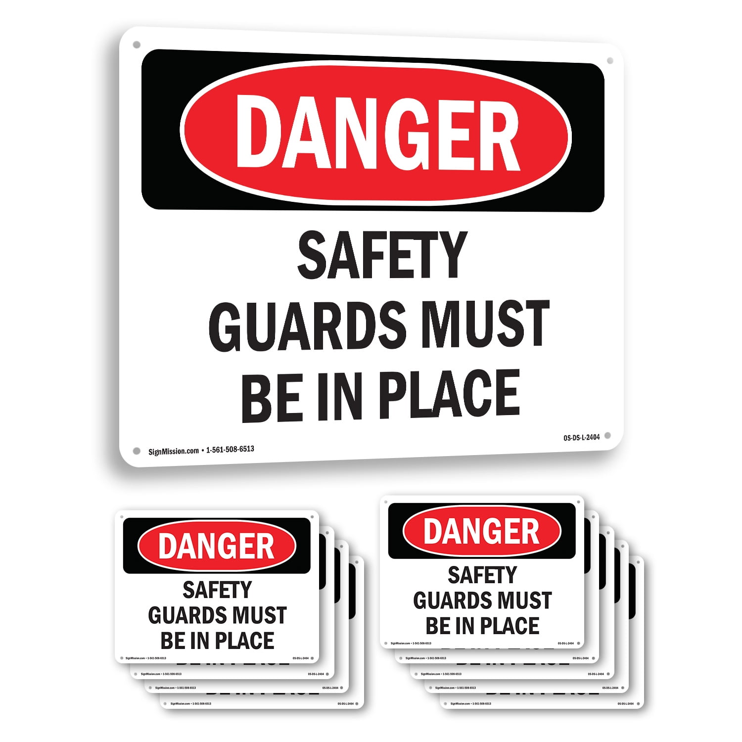 Safety Guards Must Be In Place OSHA Danger Rigid Plastic Sign 18 Inch x ...