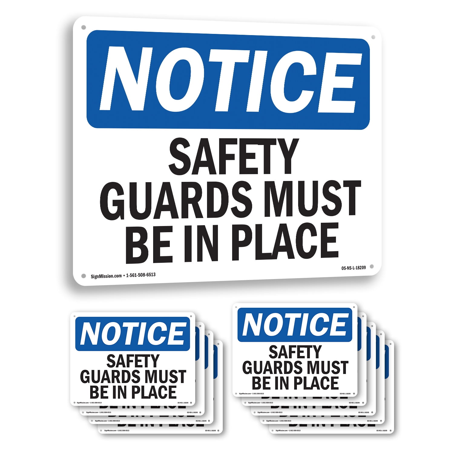 Safety Guards Must Be In Place OSHA Notice Aluminum Sign 10 Inch x 7 ...