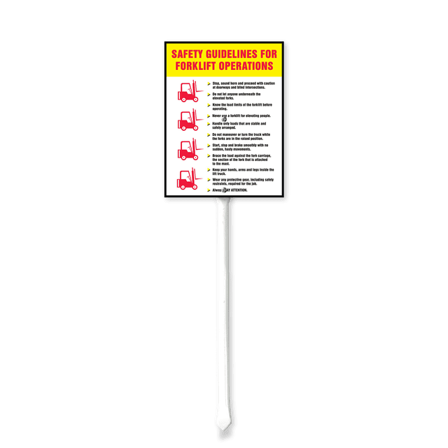 Safety Guidelines for Forklift Yard Sign With Stakes 8 x 12 inch ...