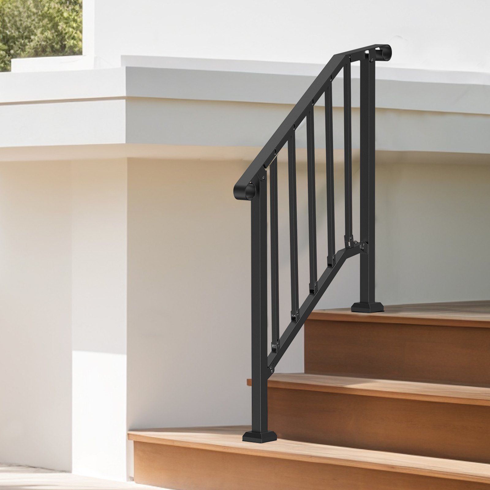 Safety Handrail for Outdoor Steps - Black Retro Arch 2-3 Step Rail for ...