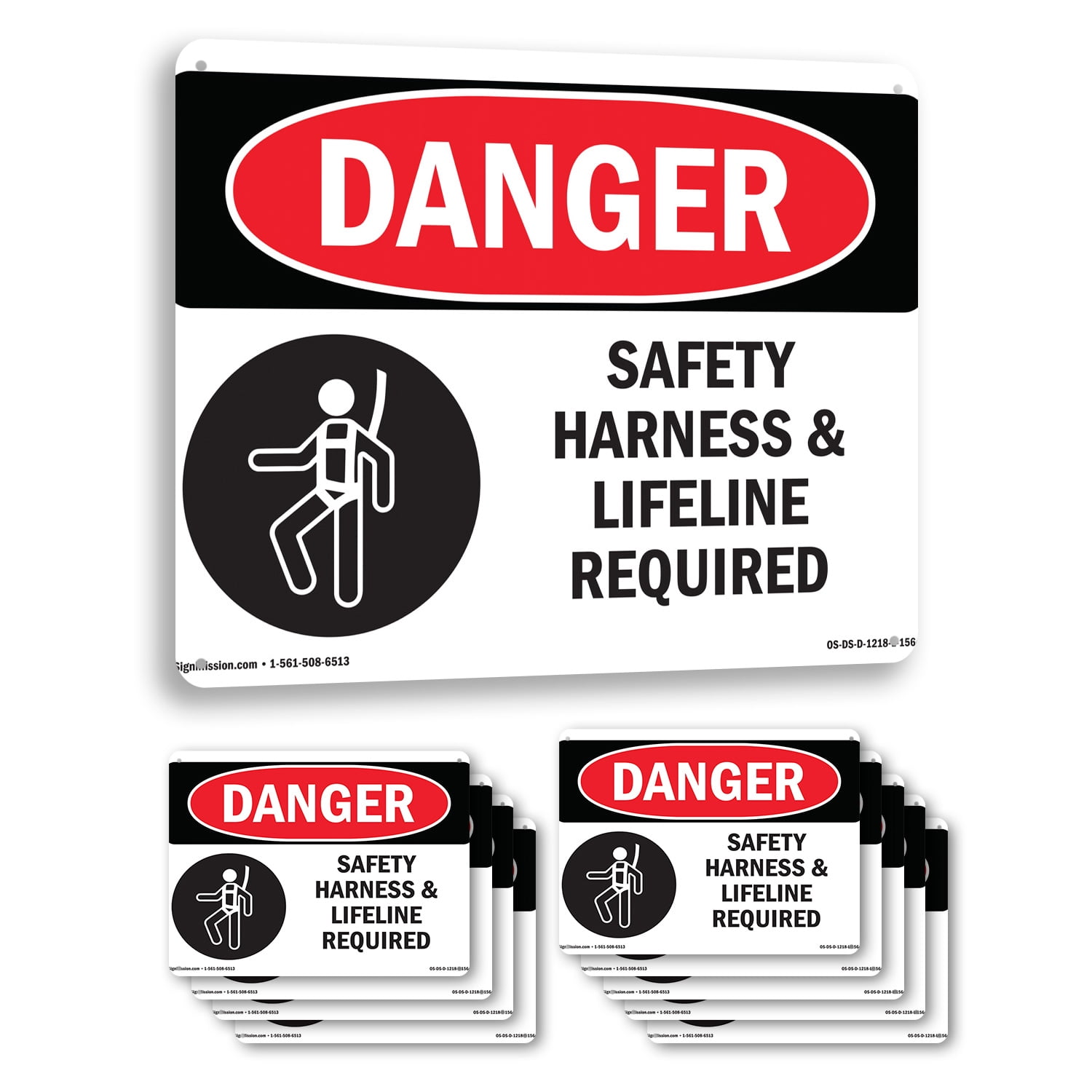 Safety Harness And Lifeline Required OSHA Danger Rigid Plastic Sign 24 ...