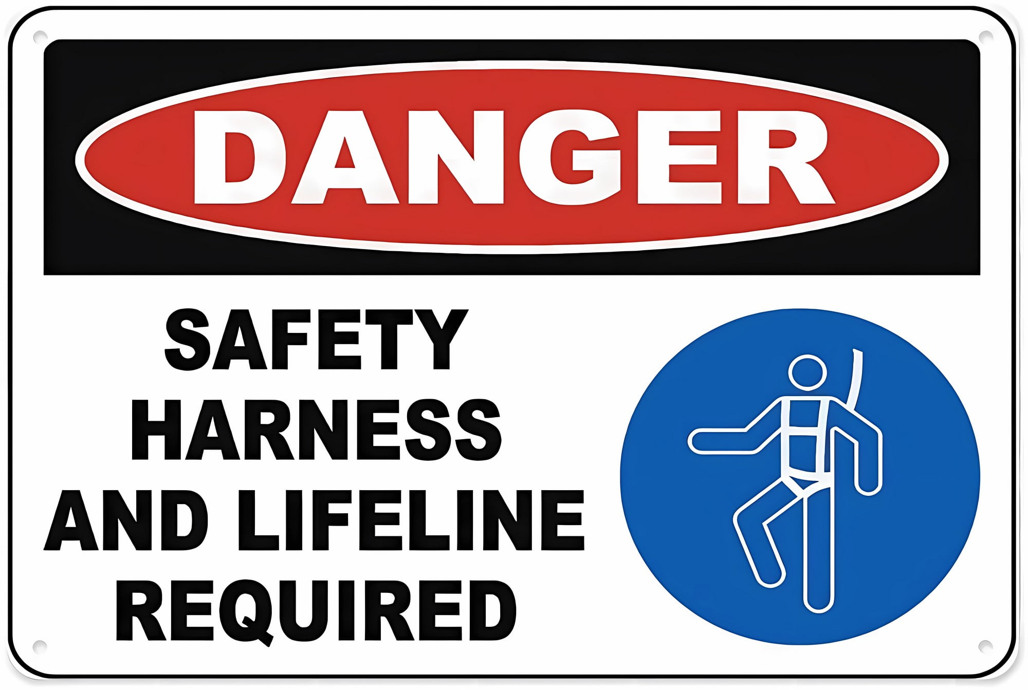 Safety Harness And Lifeline Required Ppe Sign - 8"x12" Aluminum Tin ...