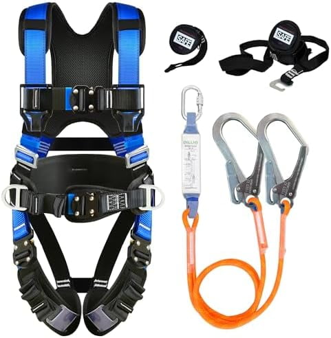 Safety Harness Fall Protection Kit with Shock Absorbing Lanyard ...