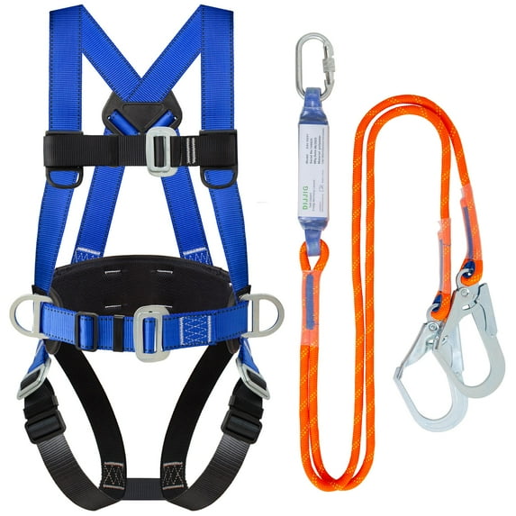 Safety Harness Fall Protection Kit with Shock Absorbing Lanyard ...