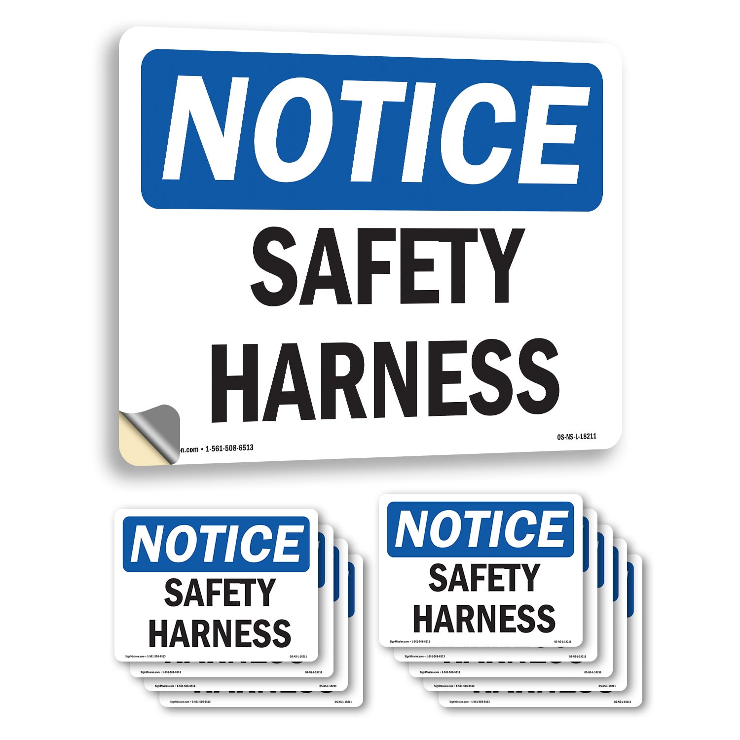 Safety Harness OSHA Notice Vinyl Decal Label 14 Inch x 10 Inch - 10 ...