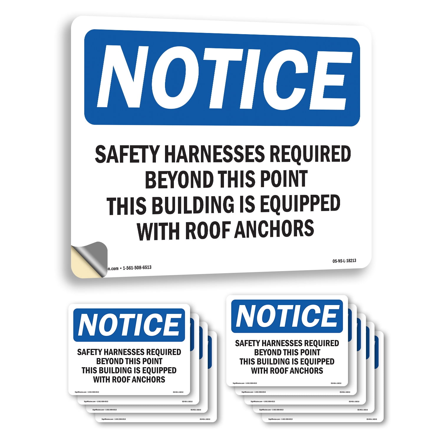 Safety Harnesses Required Beyond This Point OSHA Notice Vinyl Decal ...