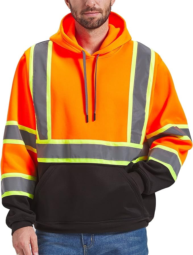 Safety Hoodie for Men Jacket, Hi Vis Sweatshirts,ANSI Class 3 Reflective Working Pullover,High ...
