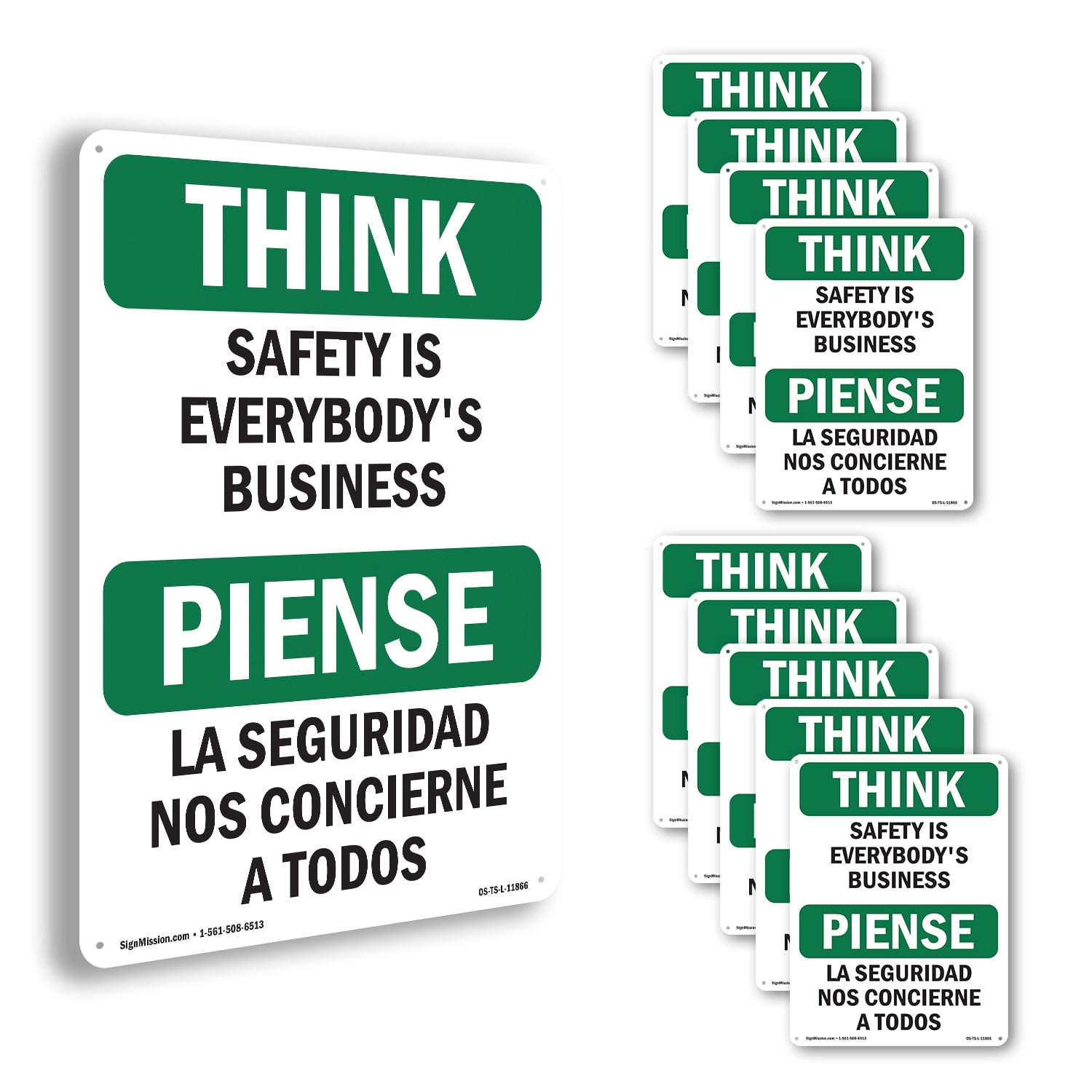 Safety Is Everybody's Business Bilingual OSHA Think Rigid Plastic Sign ...