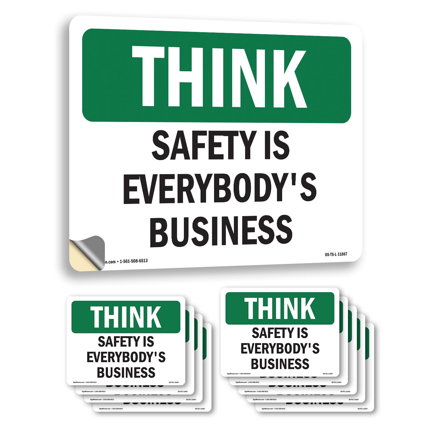Safety Is Everybody's Business OSHA Think Vinyl Decal Label 7 Inch x 5 ...