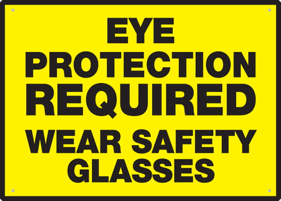 Safety Label Eye Protection Required Wear Safety Glasses 12X8 Inch Aluminum Uv Ink Printed For ...