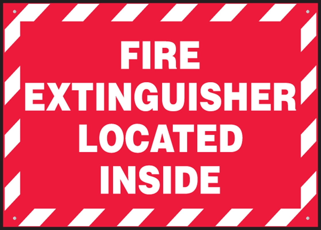 Safety Label Fire Extinguisher Located Inside Outdoor, Uv Printed Rust ...