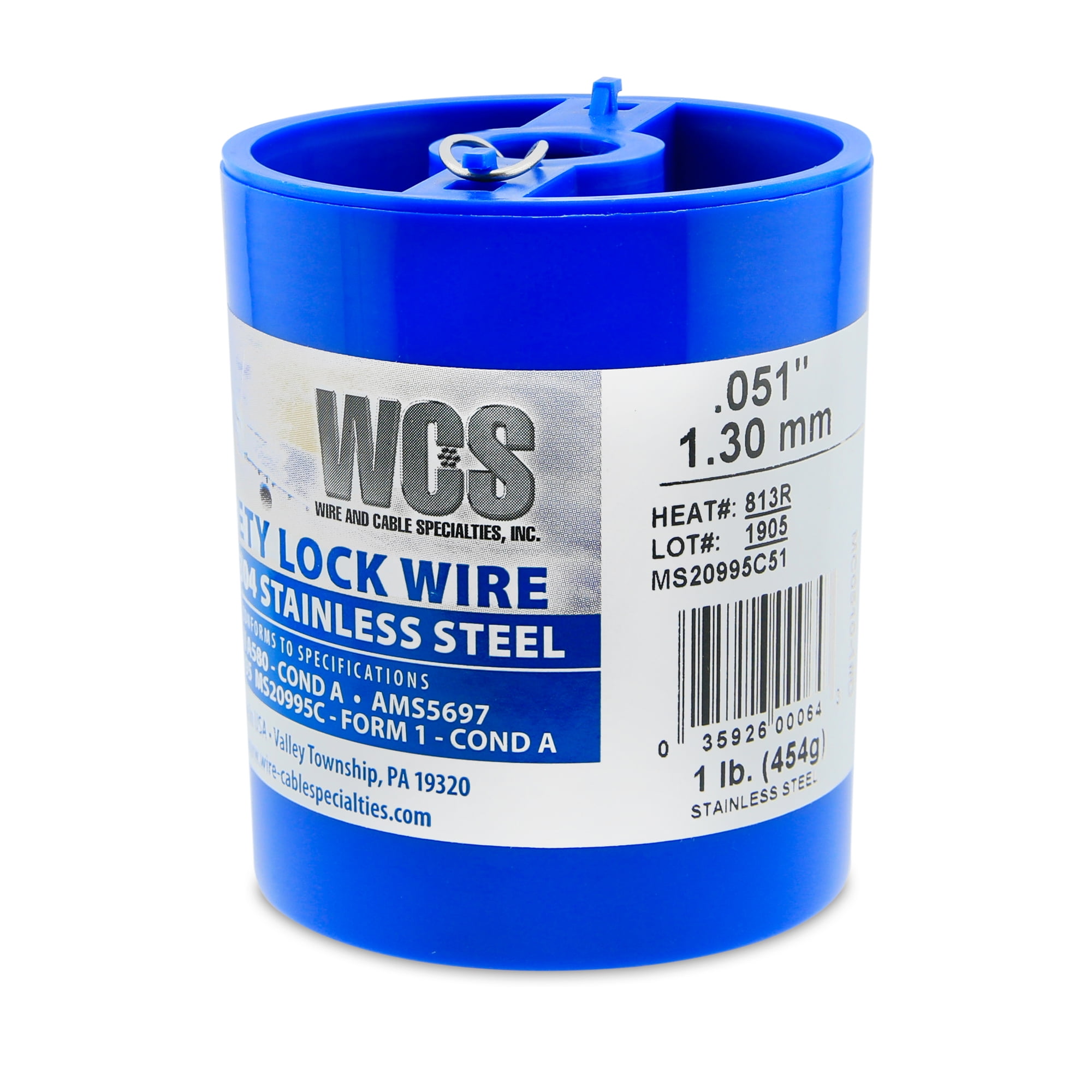 Safety Lock Wire, .051 in / 1.29 mm, T302/304 Stainless Steel, NASM20995, MS20995C, ASTM A580 ...