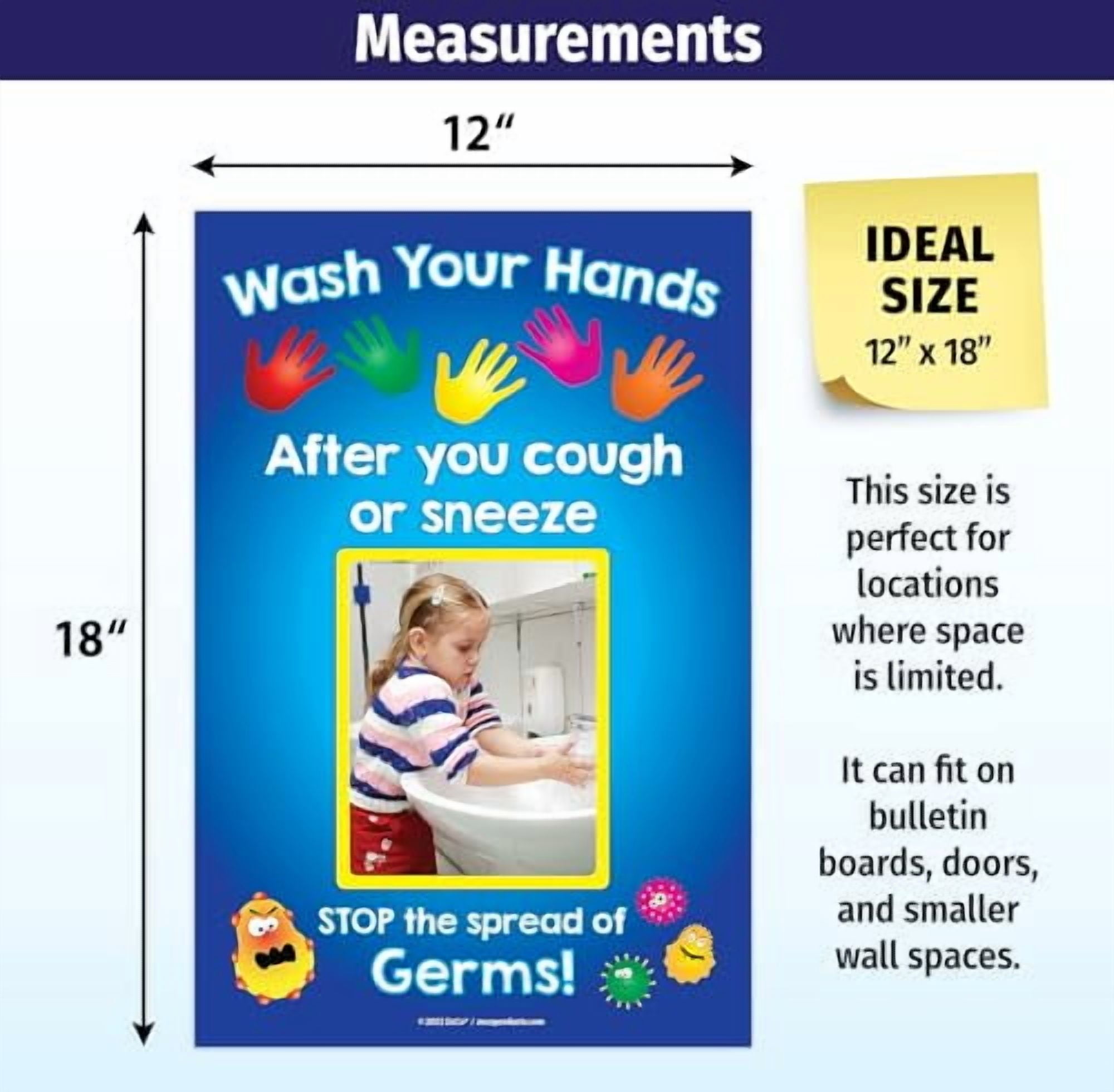 Safety Magnets Hand Washing Posters for Kids (20 Pack) – 12" x18 ...