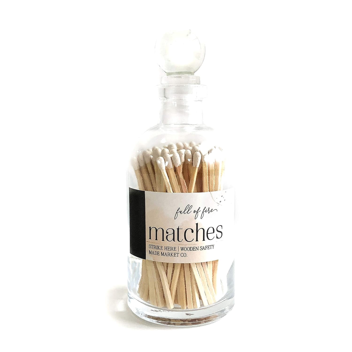 Safety Matches in Apothecary Bottle | Wooden White Tip Matchsticks for ...