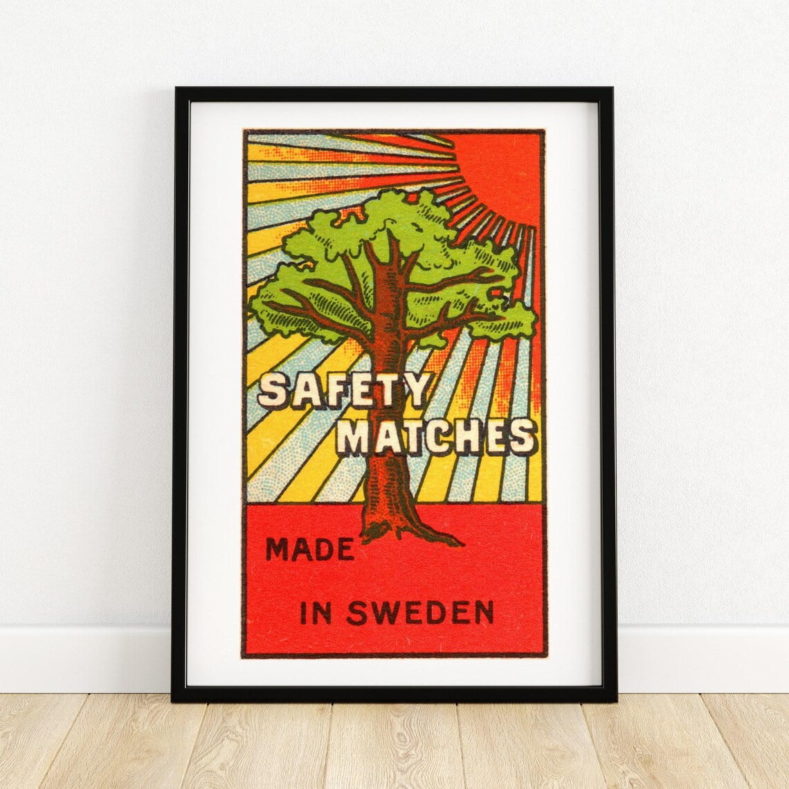 Safety Matches Art Print Swedish Design Vintage Graphic Decor Mid ...