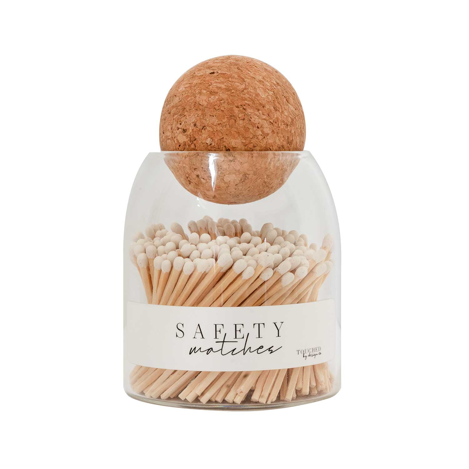 Safety Matches Glass Match Jar with Approx 135 Decorative Wood White ...