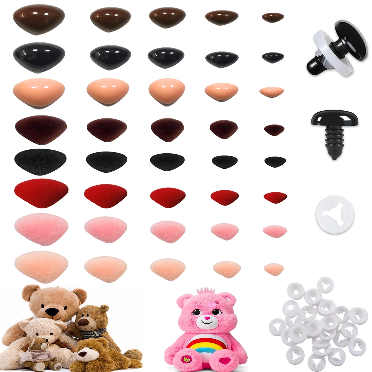 Safety Noses for Amigurumi,80 Pcs 7-23mm Plastic Doll Noses With ...