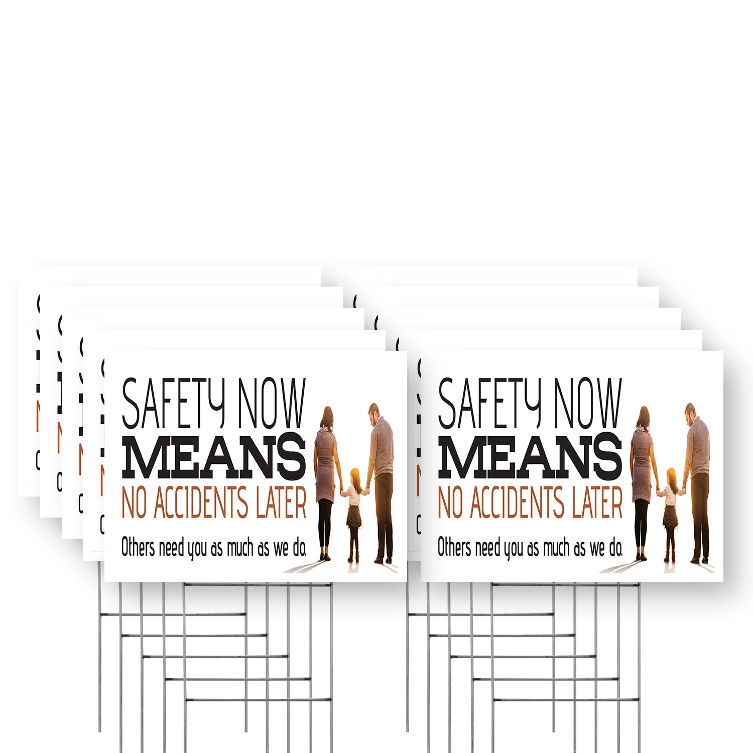 Safety Now Means No Accidents Later Yard Sign 10 Pack of 18 Inch x 24 ...