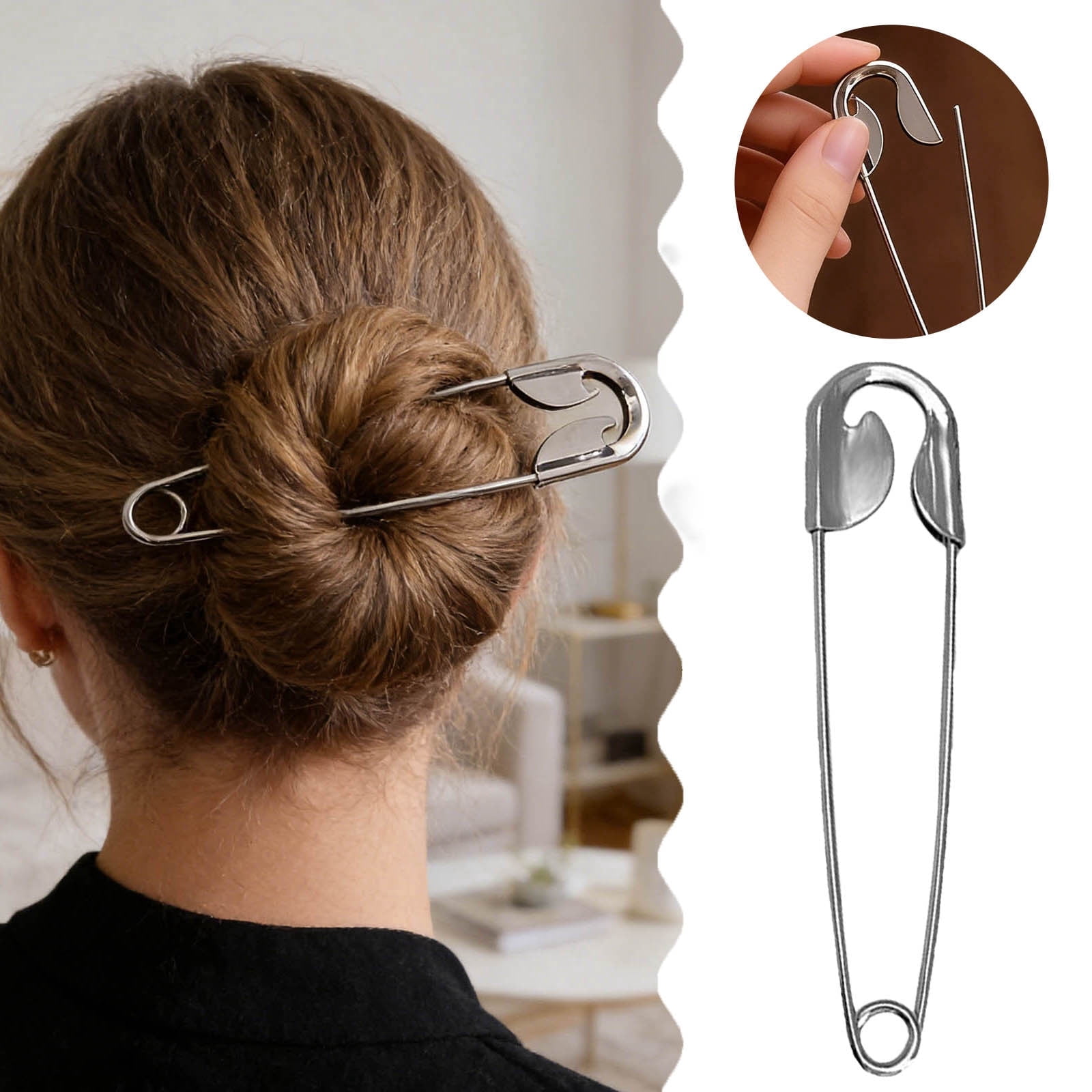 Hoosue Giant Safety Pin Hair Clip Claw Clip, Silver, 1 Count - Walmart.com