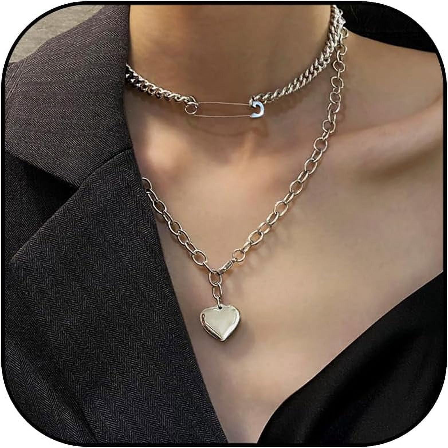 Safety Pin Necklace Dainty 14K Gold Plated Safety Pin Pendant Necklace ...