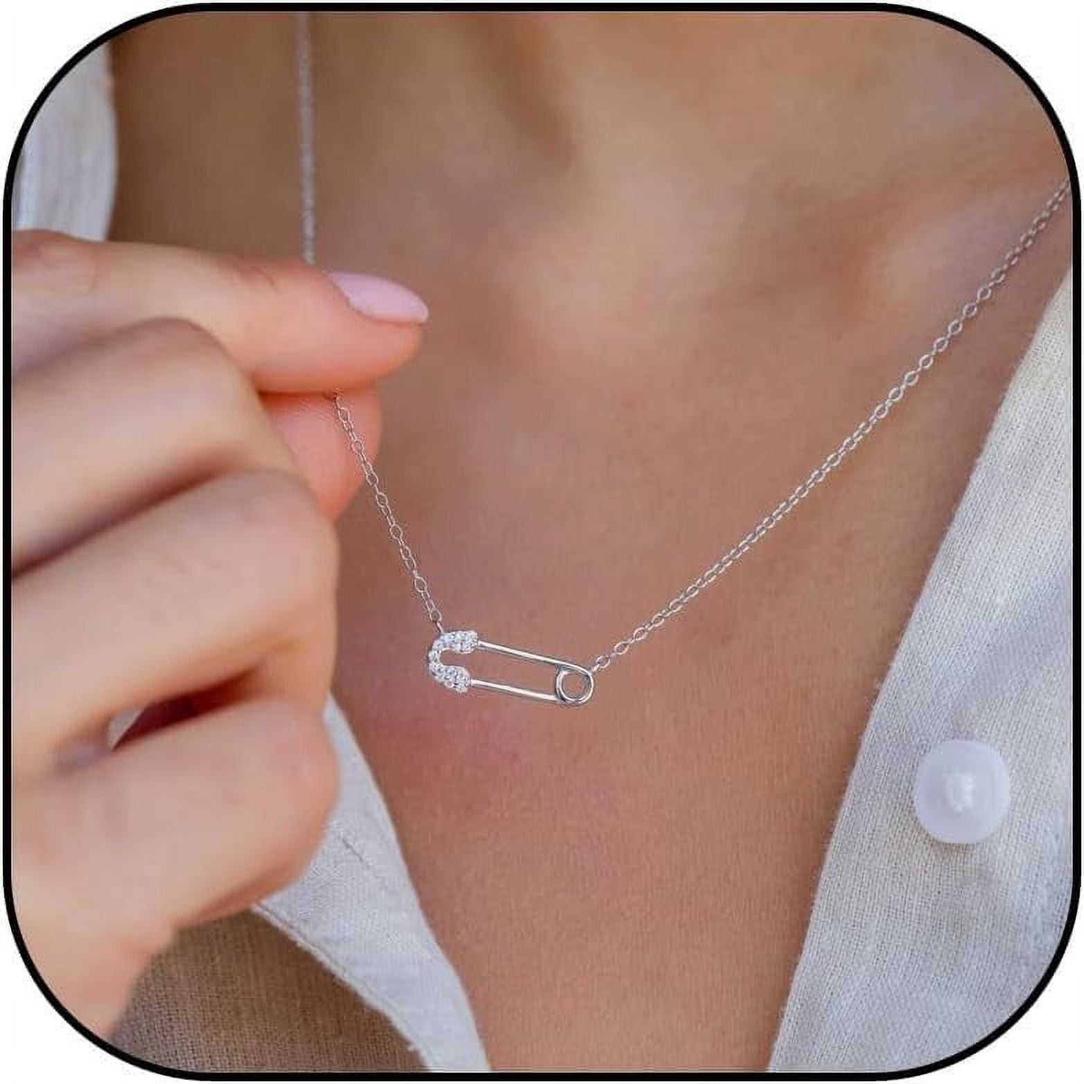 Safety Pin Necklace Dainty Gold Necklace for Women Trendy Stuff Safety ...