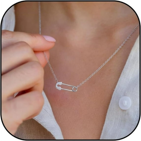 Safety Pin Necklace Dainty Gold Necklace for Women Trendy Stuff Safety ...