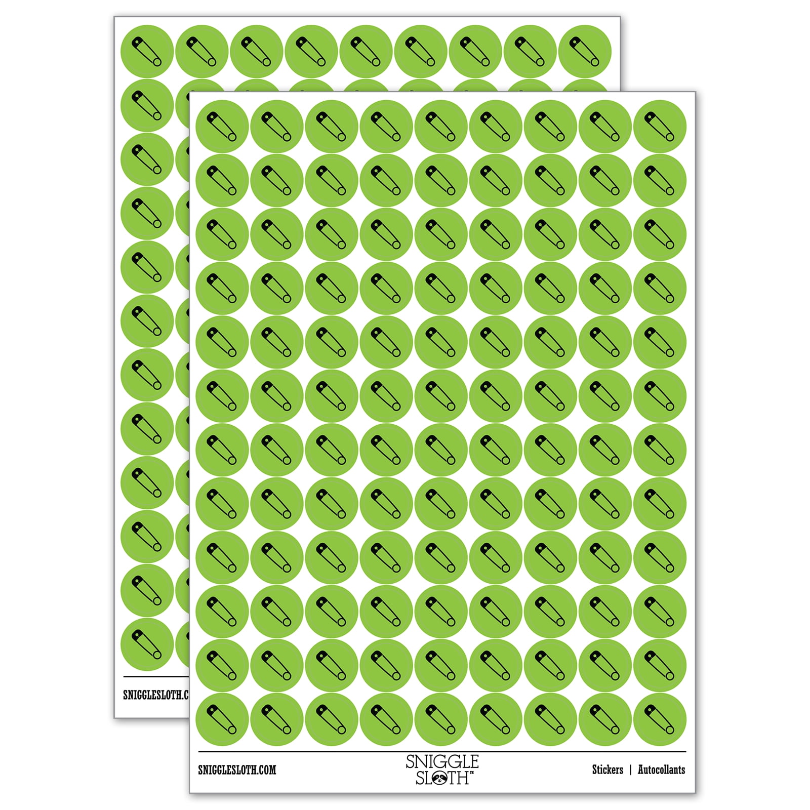 Safety Pin 200+ Round Stickers - Light Green - Gloss Finish - 0.50 ...