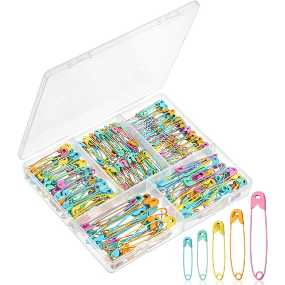 - Safety Pins Assorted, 300 Pack, 5 Different Sizes, Colorful, Assorted ...