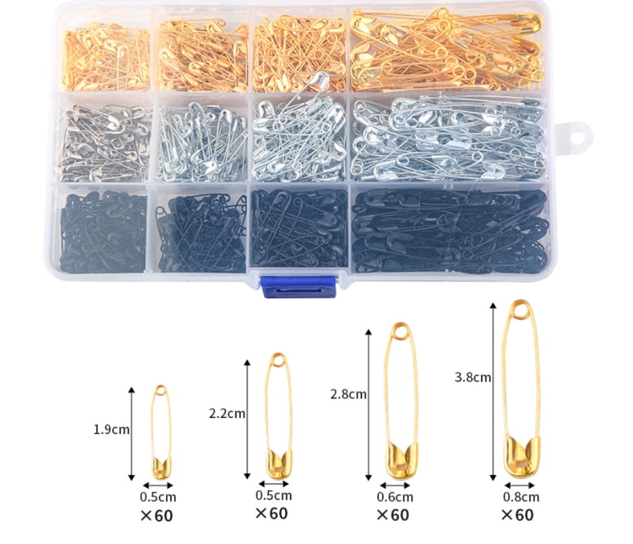 Safety Pins Assorted, many Different Sizes Small and Large Safety Pins, Safety Pins for Clothes ...