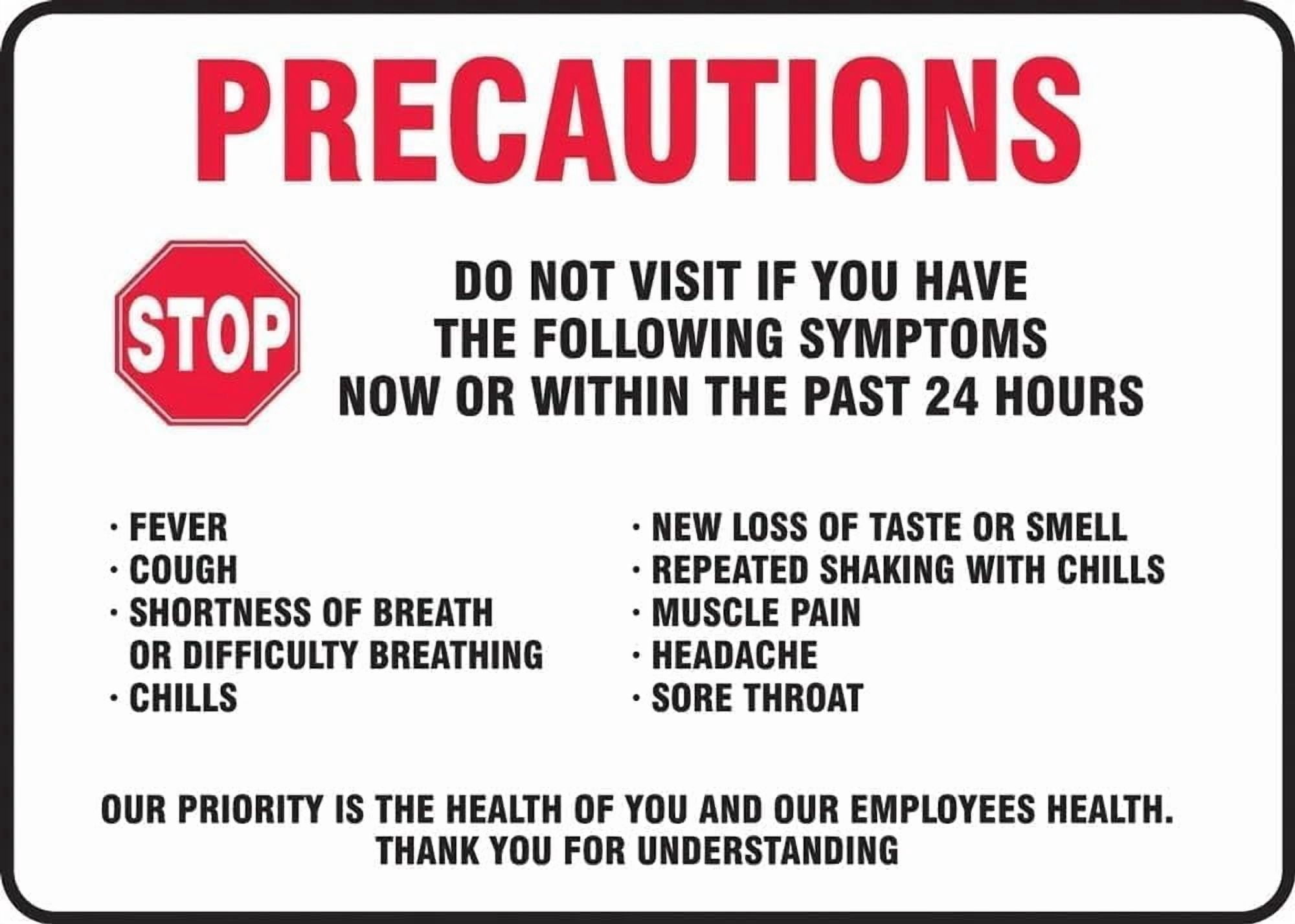 Safety Precautions Do Not Visit With Symptoms Metal Sign, Health ...